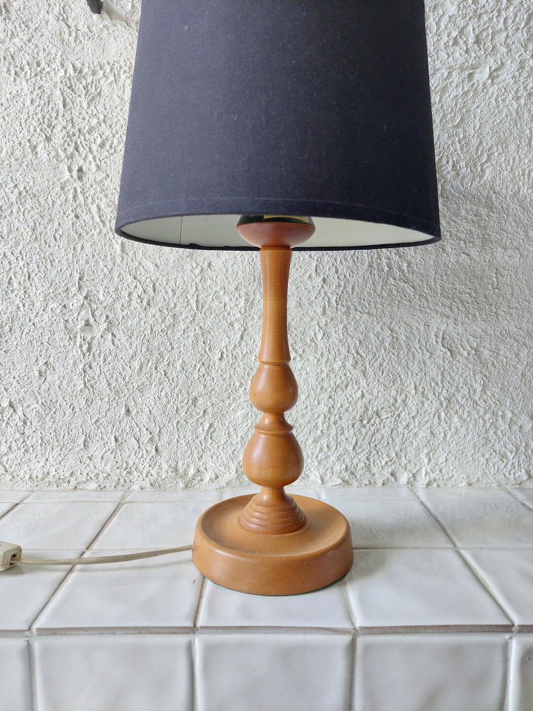 Wooden Table Lamp Foot by AKA Germany, 1970s. Turned Wood. Scandinavian ...