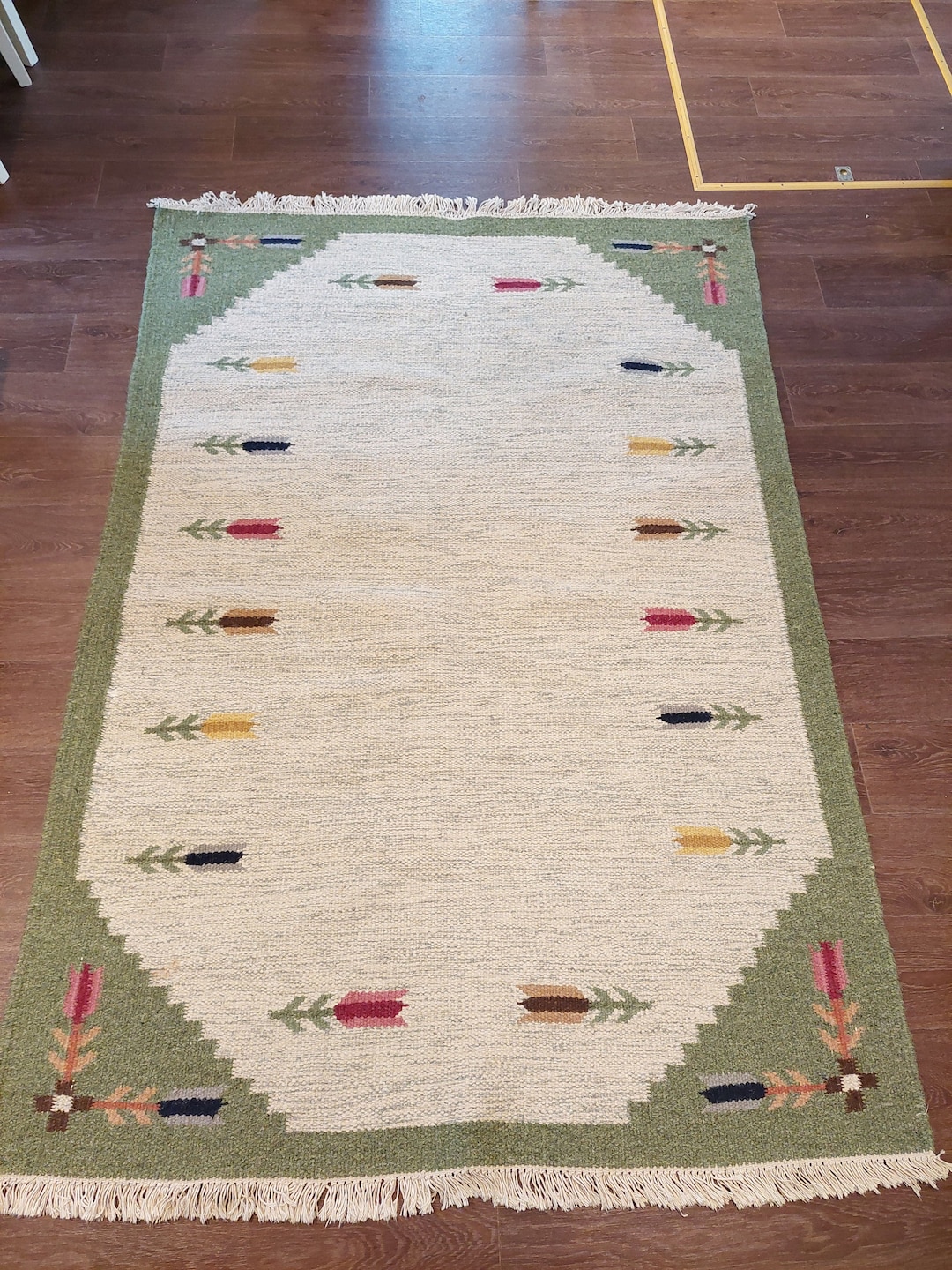 Swedish Röllakan Vintage Handwoven Rug With Tulip Pattern! Large Design ...
