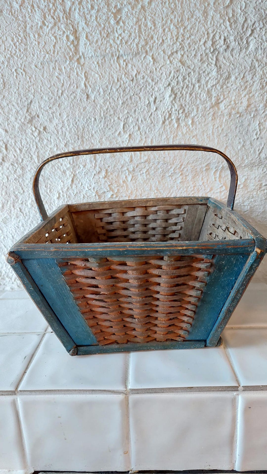 Vintage Swedish Skeppa Knotbasket Hand Painted Green Wooden Grain ...