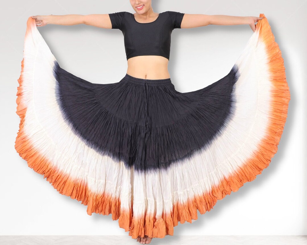 Women's 25 Yard Tribal ATS Belly Dance 100% Cotton Dip Dye, 4 Tiered ...