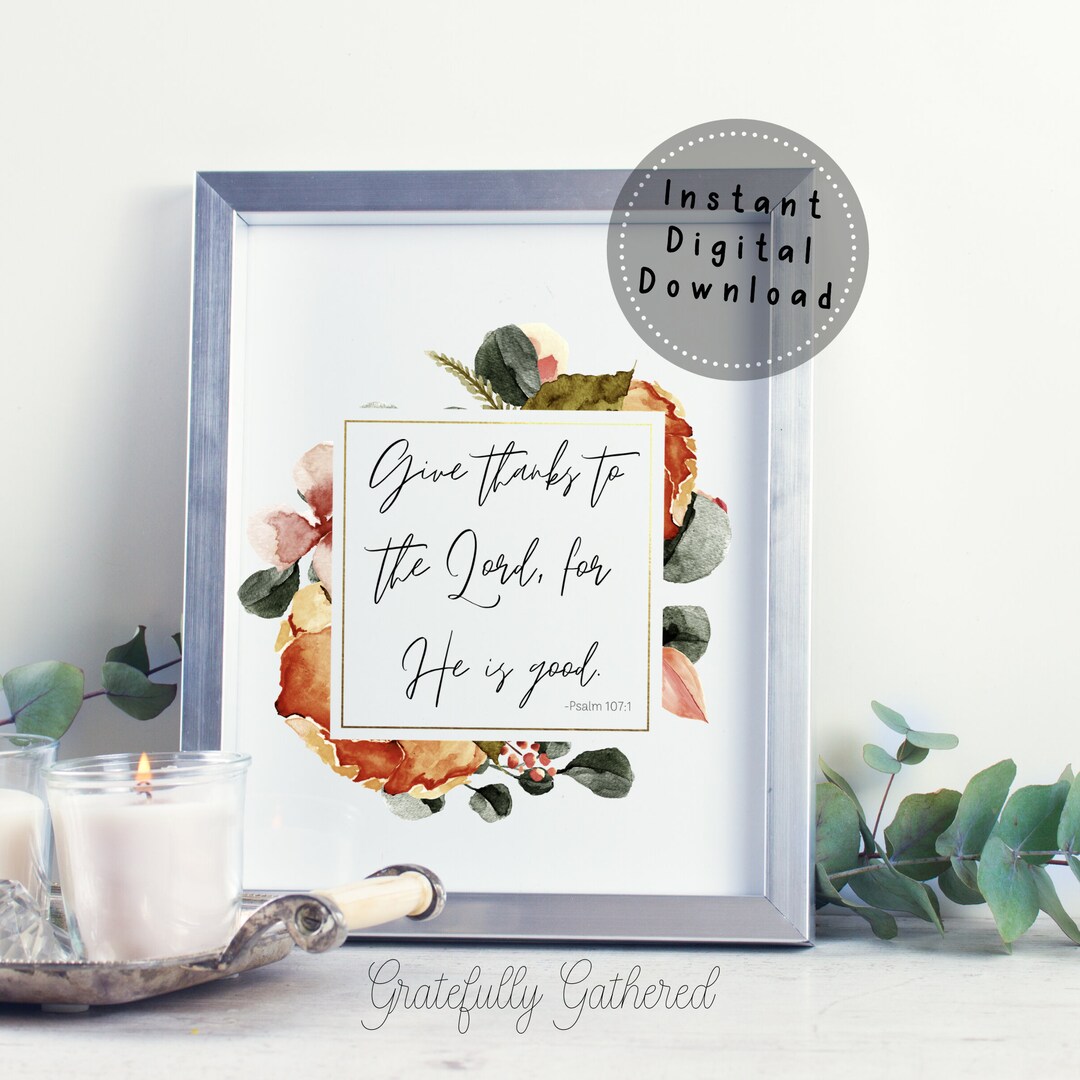 Give Thanks to the Lord, Christian Quotes, Watercolor Printable, Fall ...