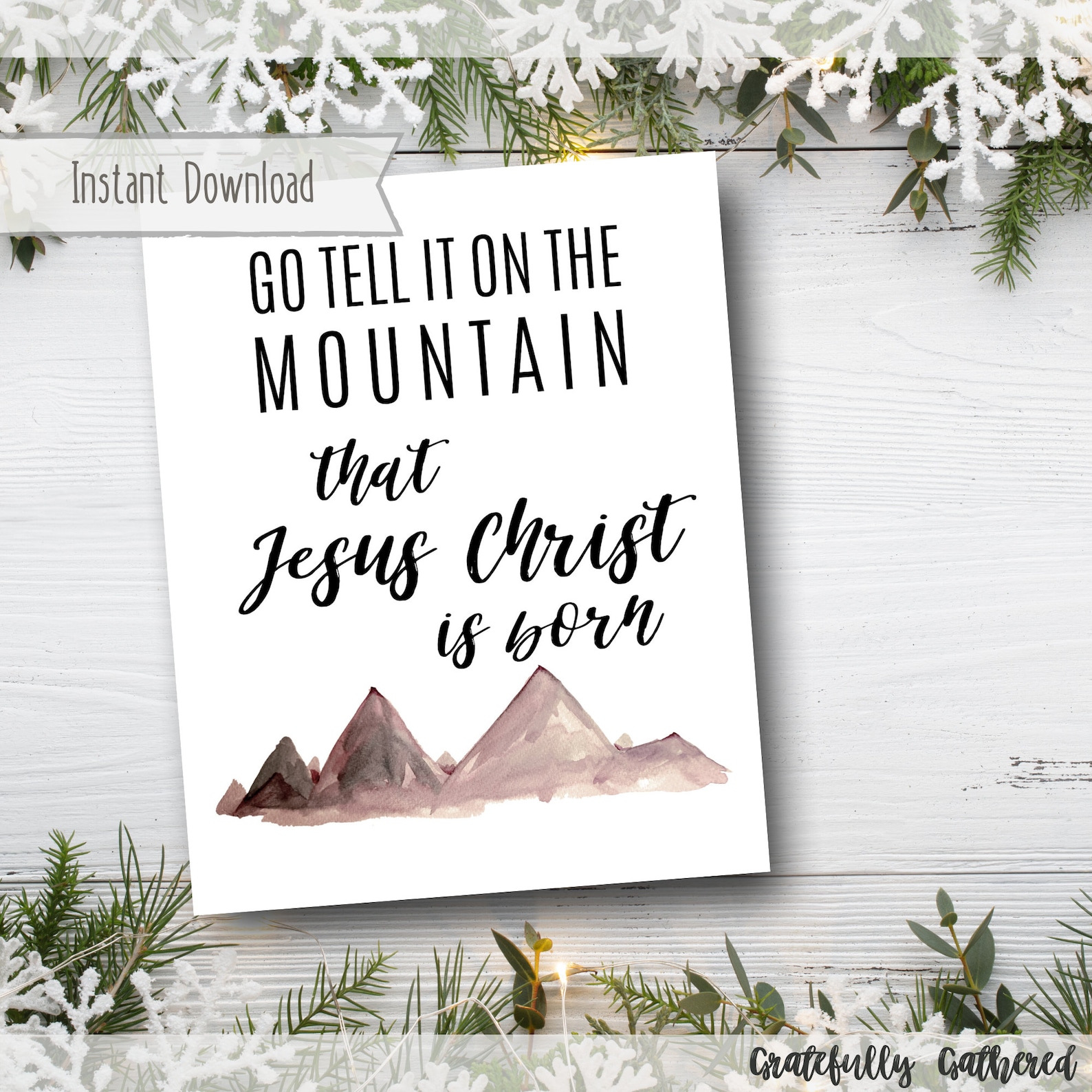 Go Tell It on the Mountain That Jesus Christ is Born, Watercolor ...