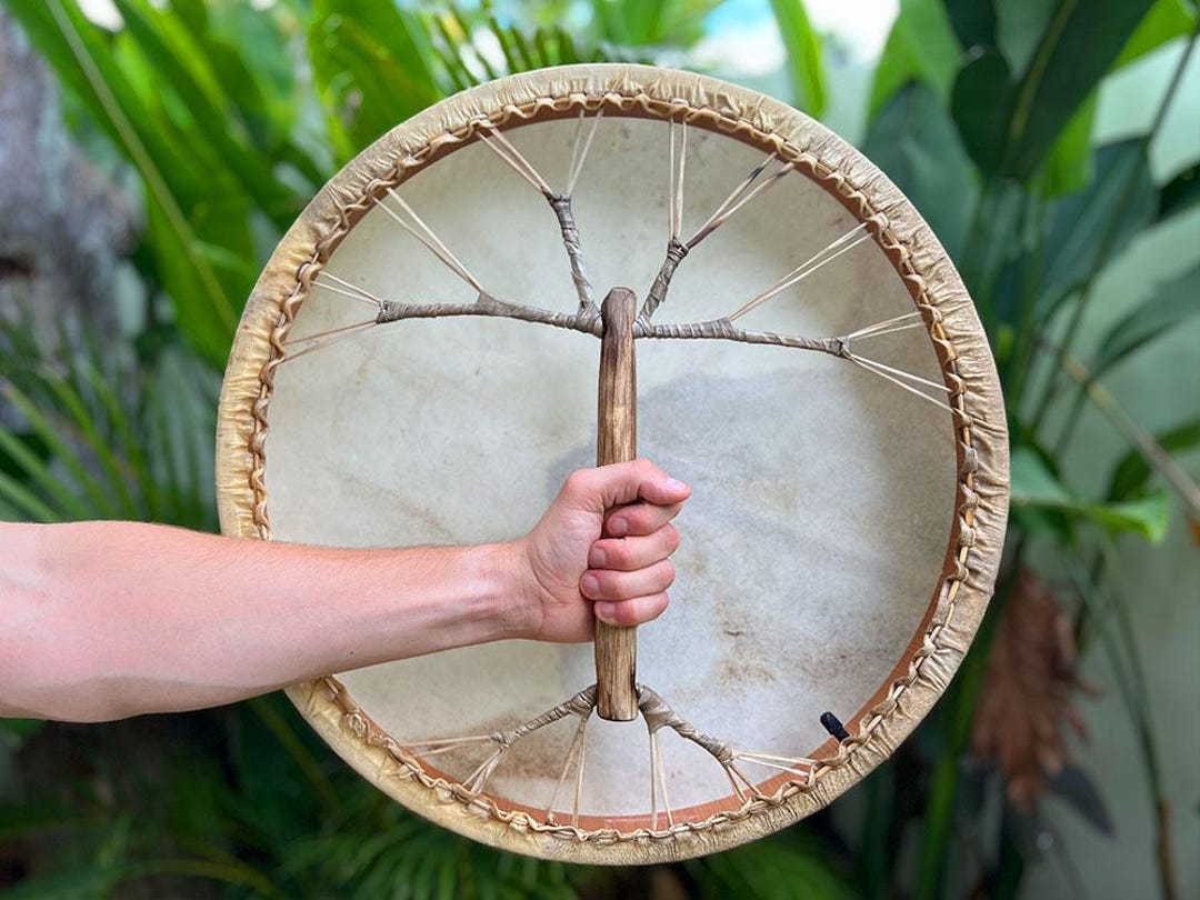 Handcrafted Shaman Drum, Natural Goat Skin, Deep Sound Healing - Etsy