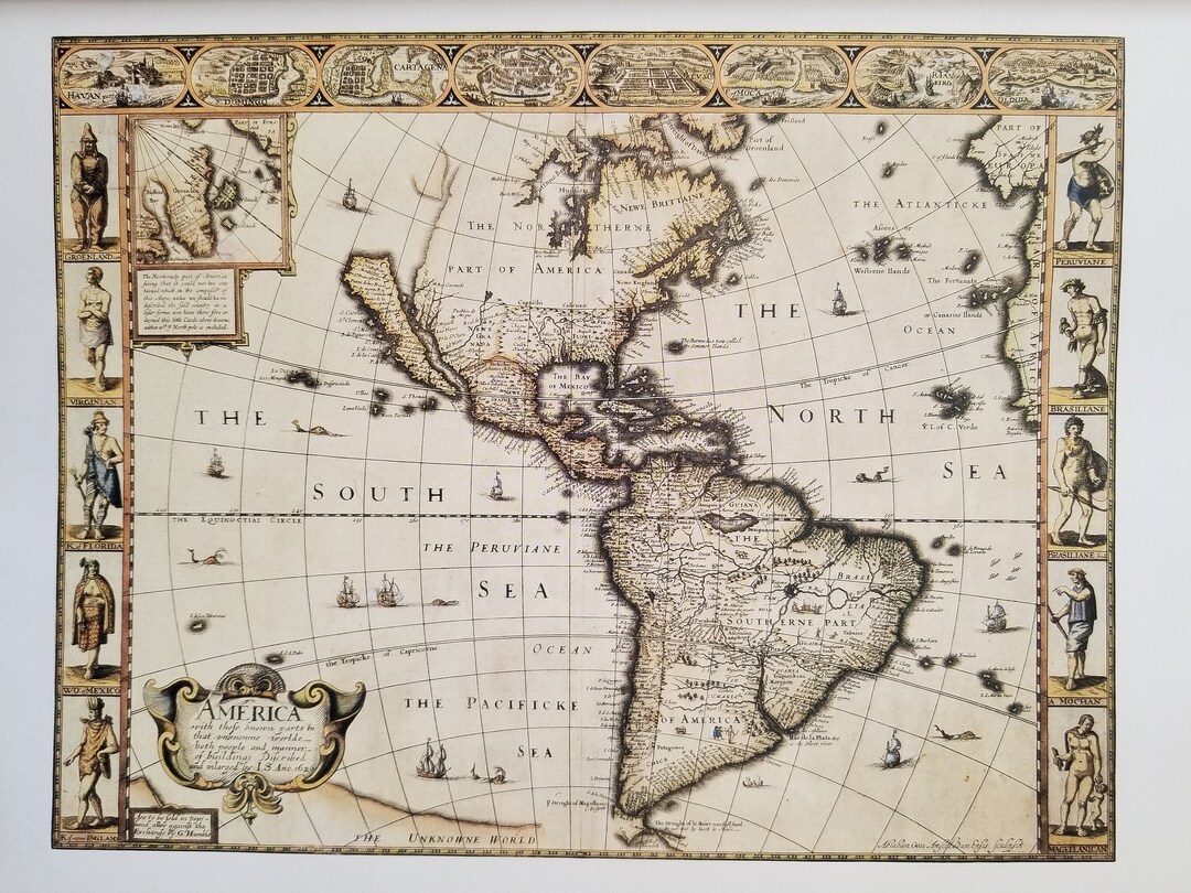 America, 1626, Speed, "america With Those Known Parts...", Book Plate ...