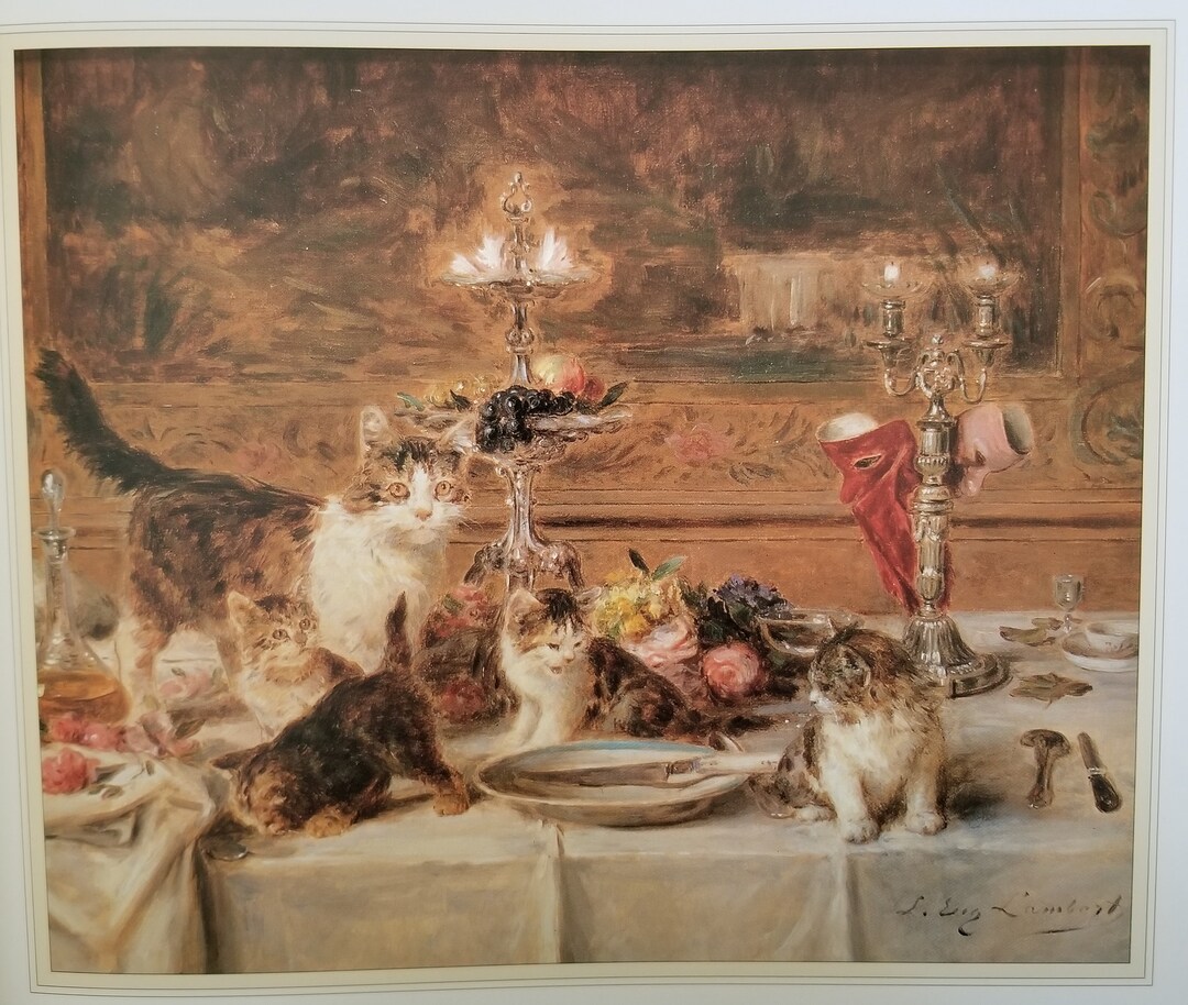 Famous Louis Eugene Lambert Cat Print "kittens at A Banquet" Fine Art ...