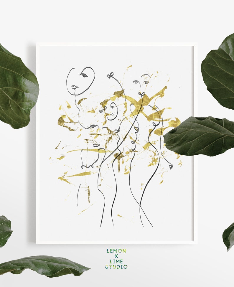 GOLDEN FOUR Line Art Line Drawing Digital Art Printable - Etsy