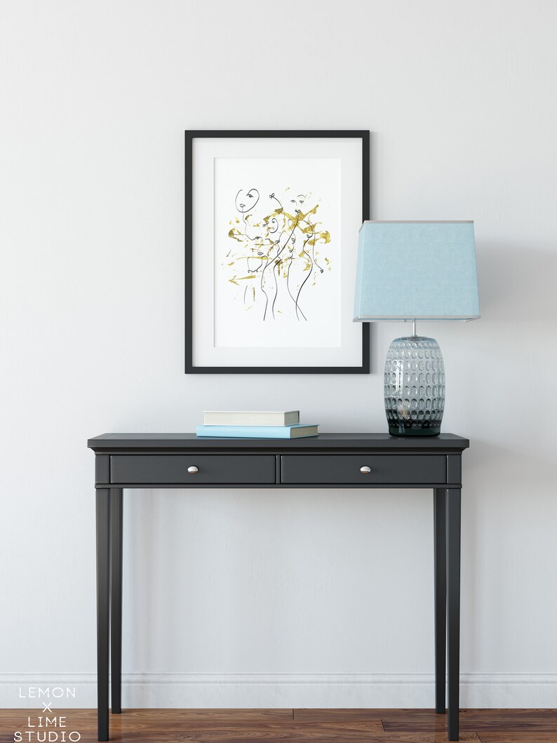 GOLDEN FOUR Line Art Line Drawing Digital Art Printable | Etsy