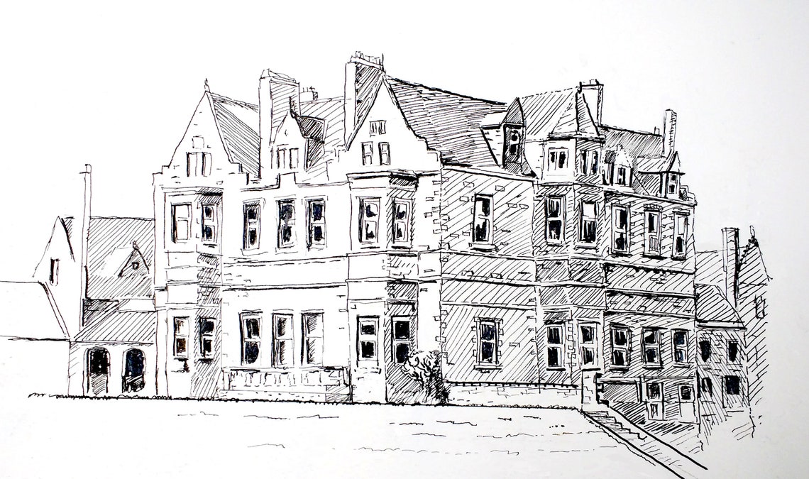 Custom Pen and Ink House Drawing- Personalized Home Illustration - Hand ...