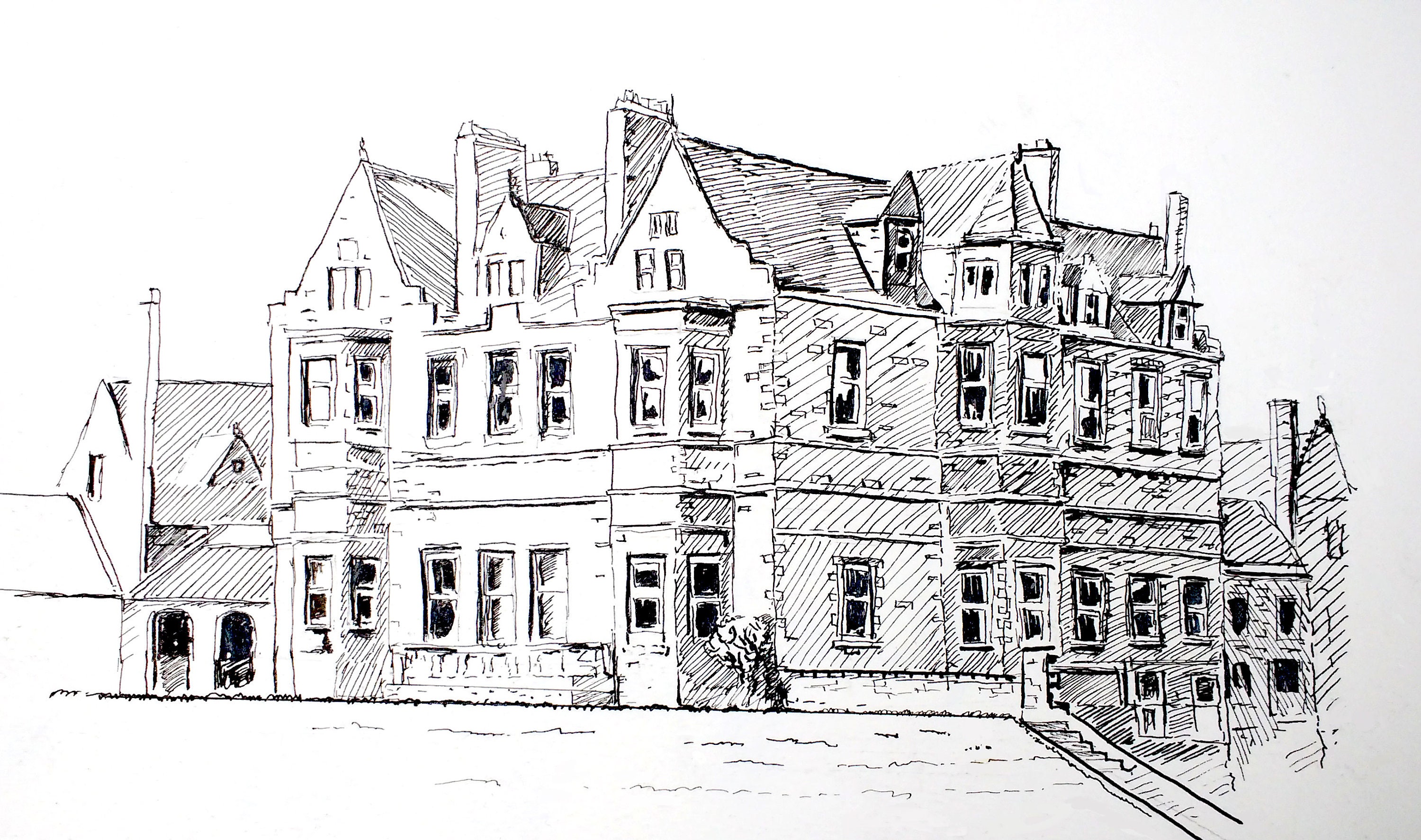 Custom Pen and Ink House Drawing- Personalized Home Illustration - Hand ...