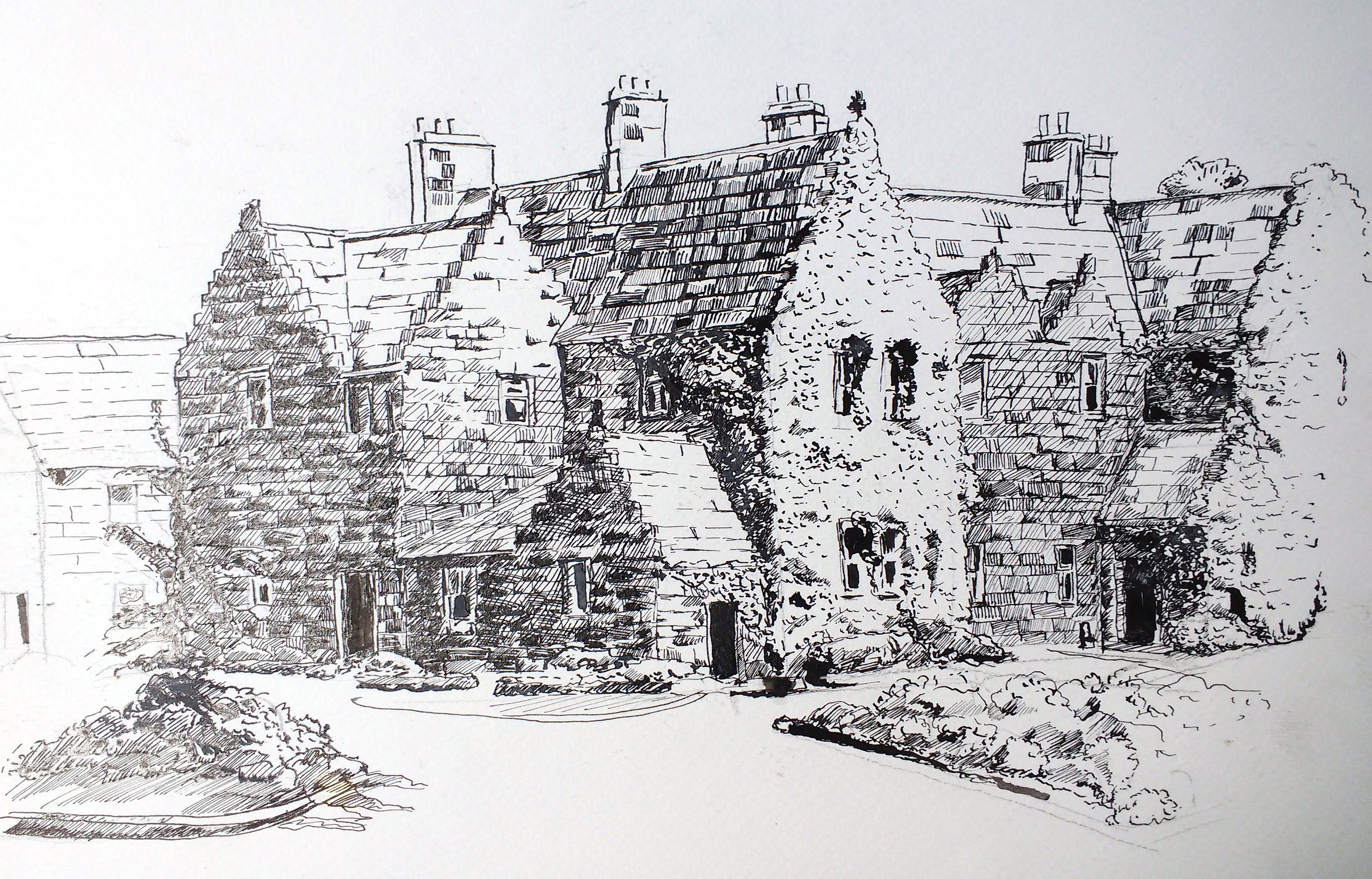 Custom Pen and Ink House Drawing- Personalized Home Illustration - Hand ...