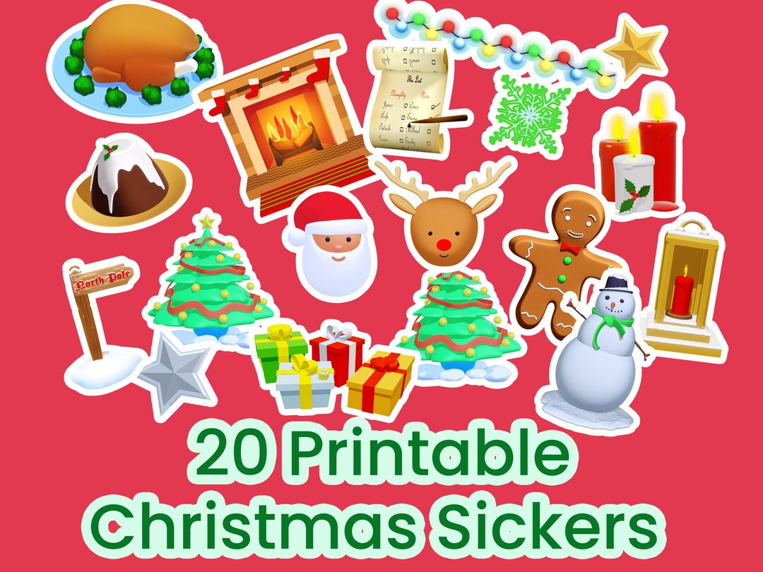 Printable Christmas Stickers Sheet for Wrapping, Scrapbooks and Cards ...