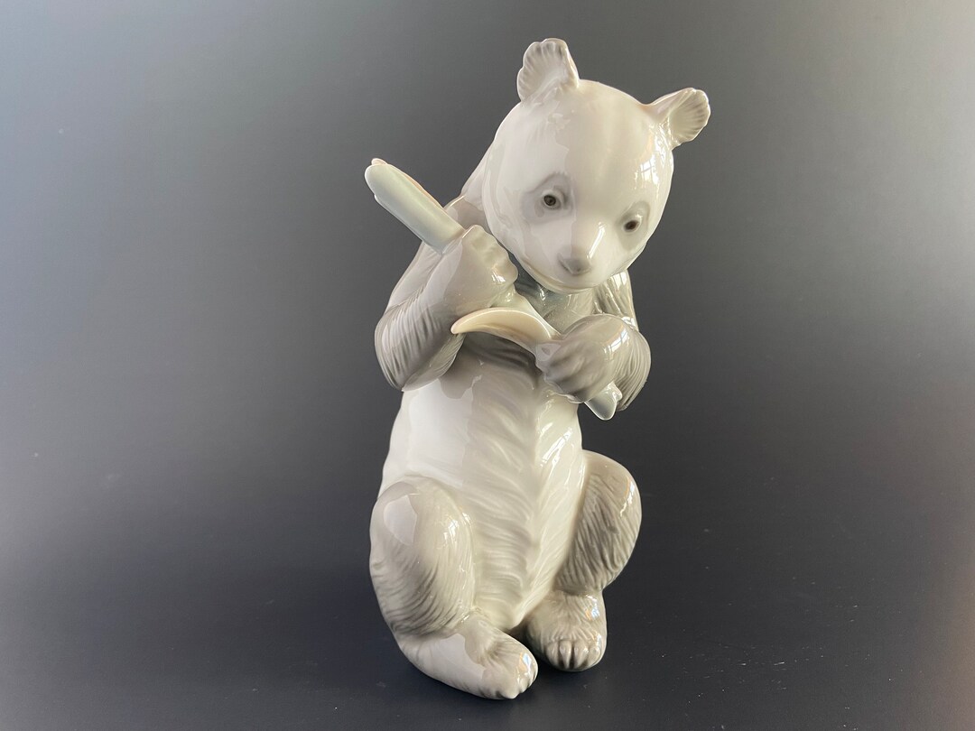 Vintage Lladro NAO Panda Porcelain Figurine Gray and White - Etsy