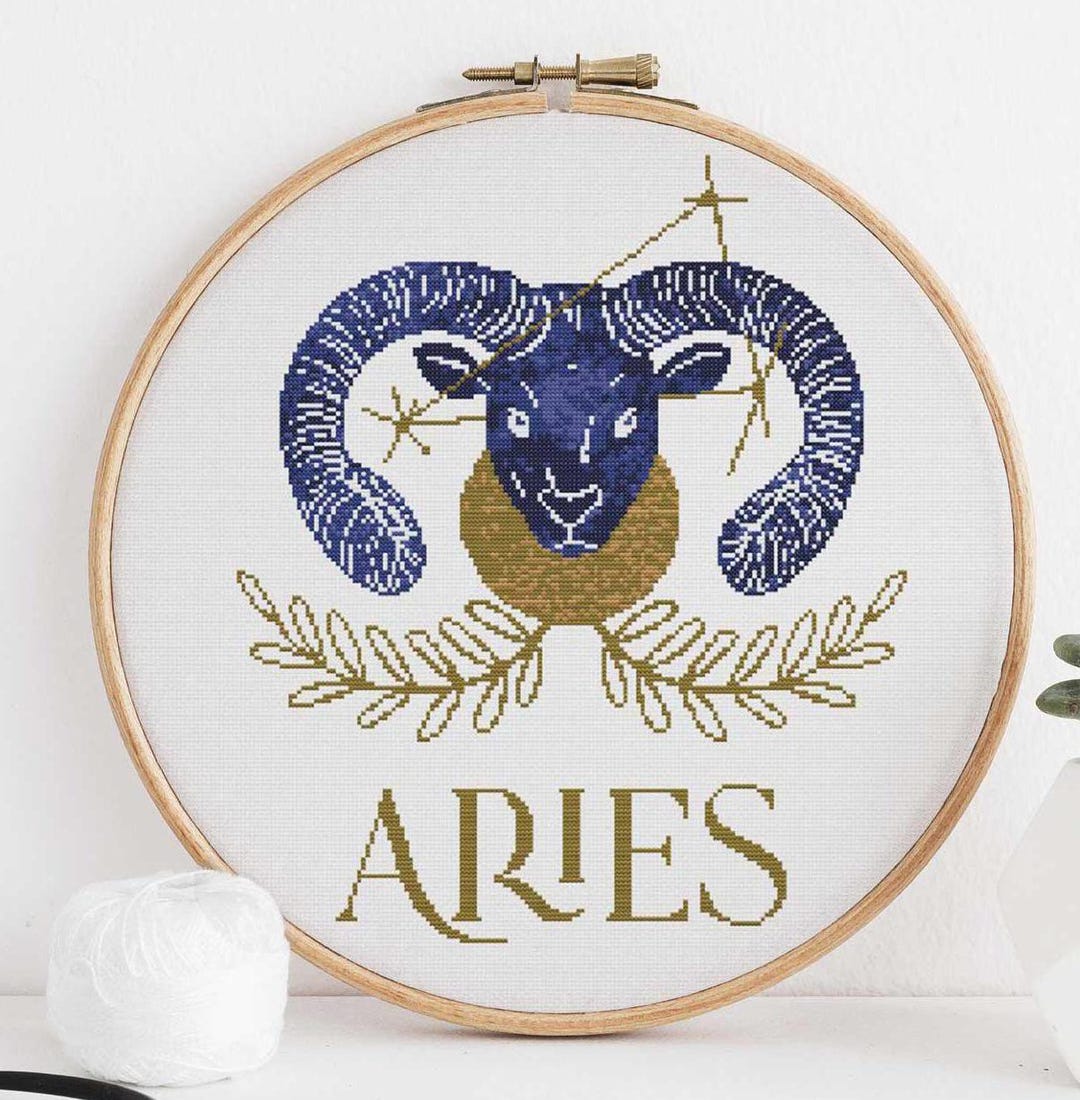 Aries Zodiac, Astrology Cross Stitch Pattern PDF, Beginner-friendly ...