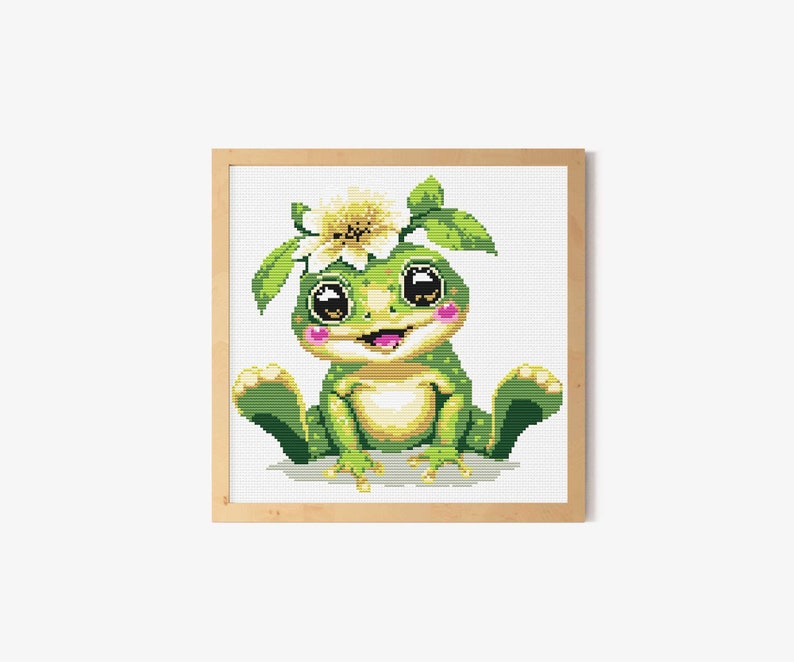 Cute Frog Cross Stitch Pattern Pdf, Beginner Friendly Pattern, Easy ...