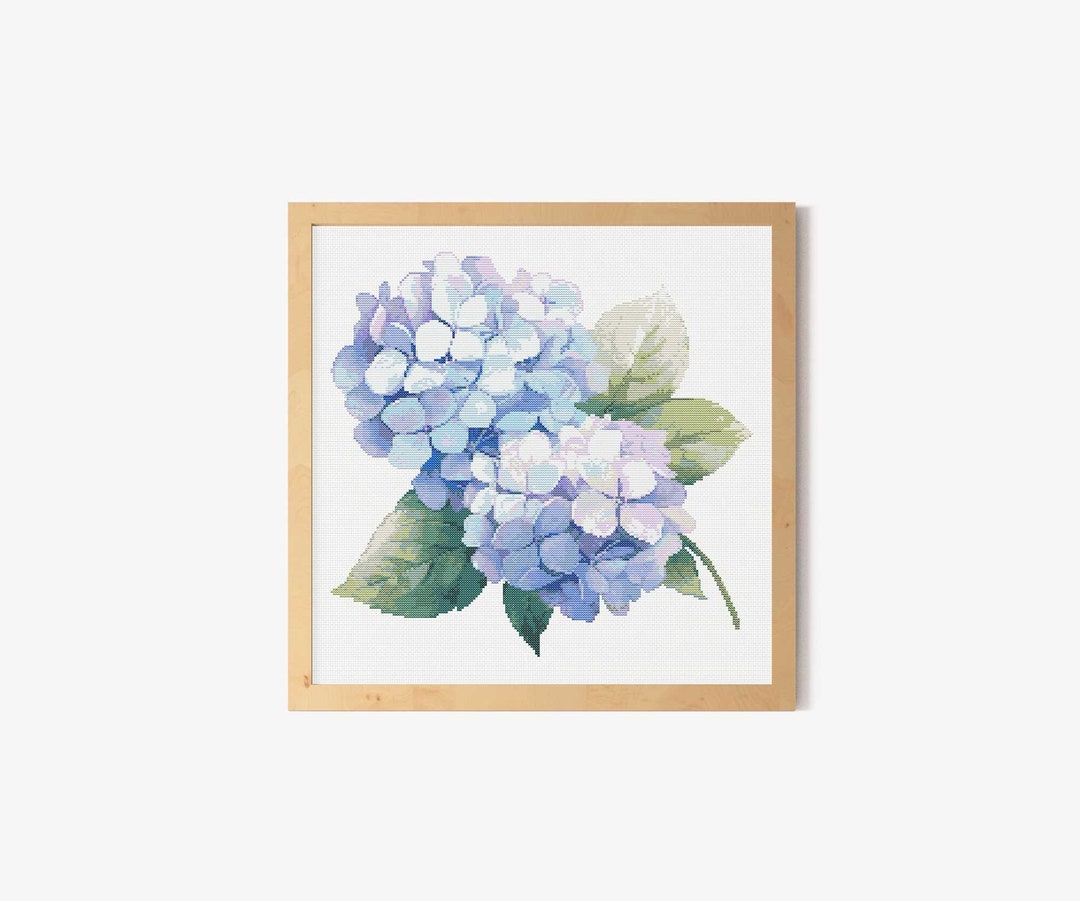 Blue Hydrangea Cross Stitch Pattern: Elegant Floral Home Decor (PDF) - Etsy