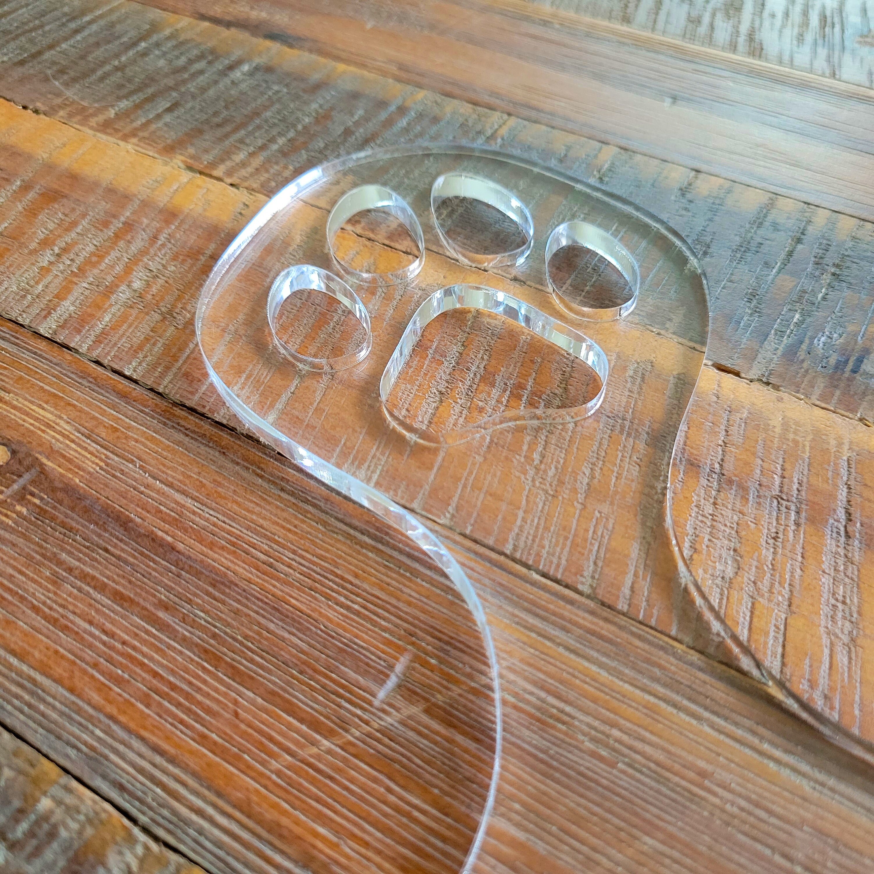 Paw Print Charcuterie Board Handle Acrylic Router Template Wood Grain 