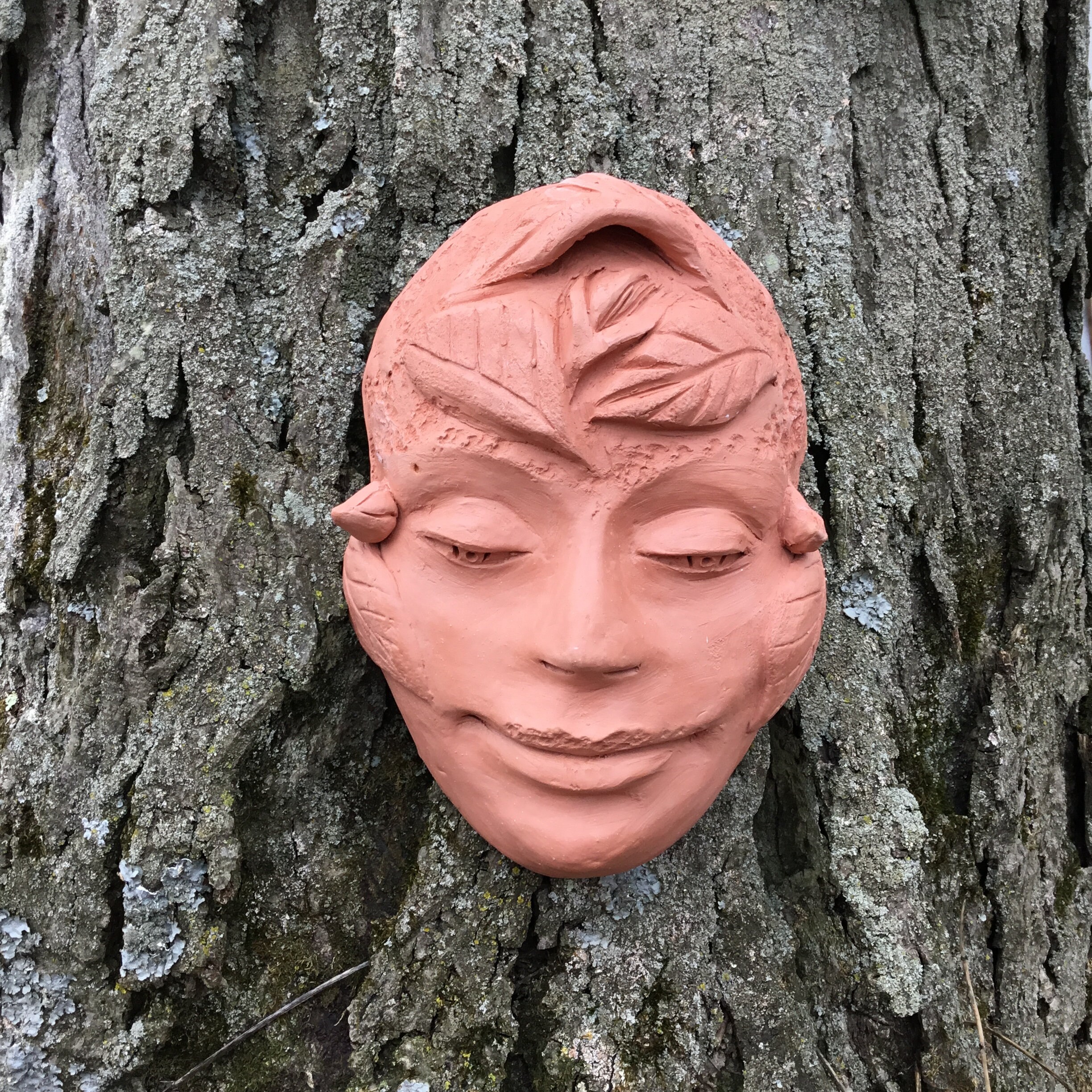 Terracotta Mask for the Wall, Face Sculpture, Mother Nature, Face of ...