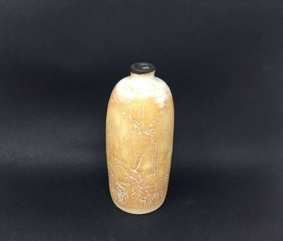 Handmade Mishima Pottery Vase: Forest Drawing, Earth Tones (7.5 Inches ...