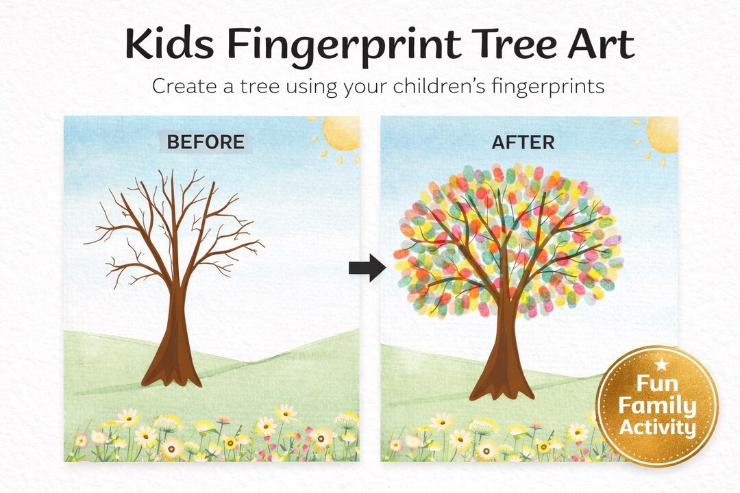 Fingerprint Tree Art Printable, DIY Kids Craft (digital Download) - Etsy