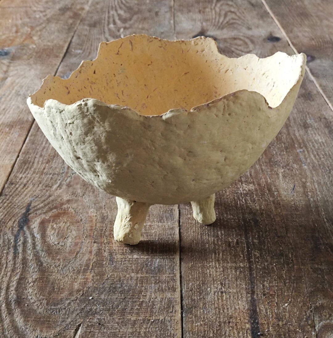 Three-legged Yellow Papier-mâché Bowl Stylish Handmade Decor Piece - Etsy