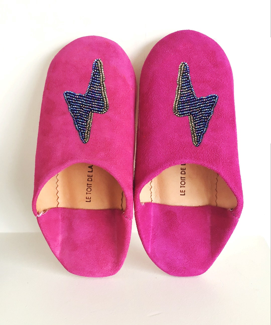 Handmade Moroccan Slipper With Its Embroidered Pearl Lightning Bolt - Etsy