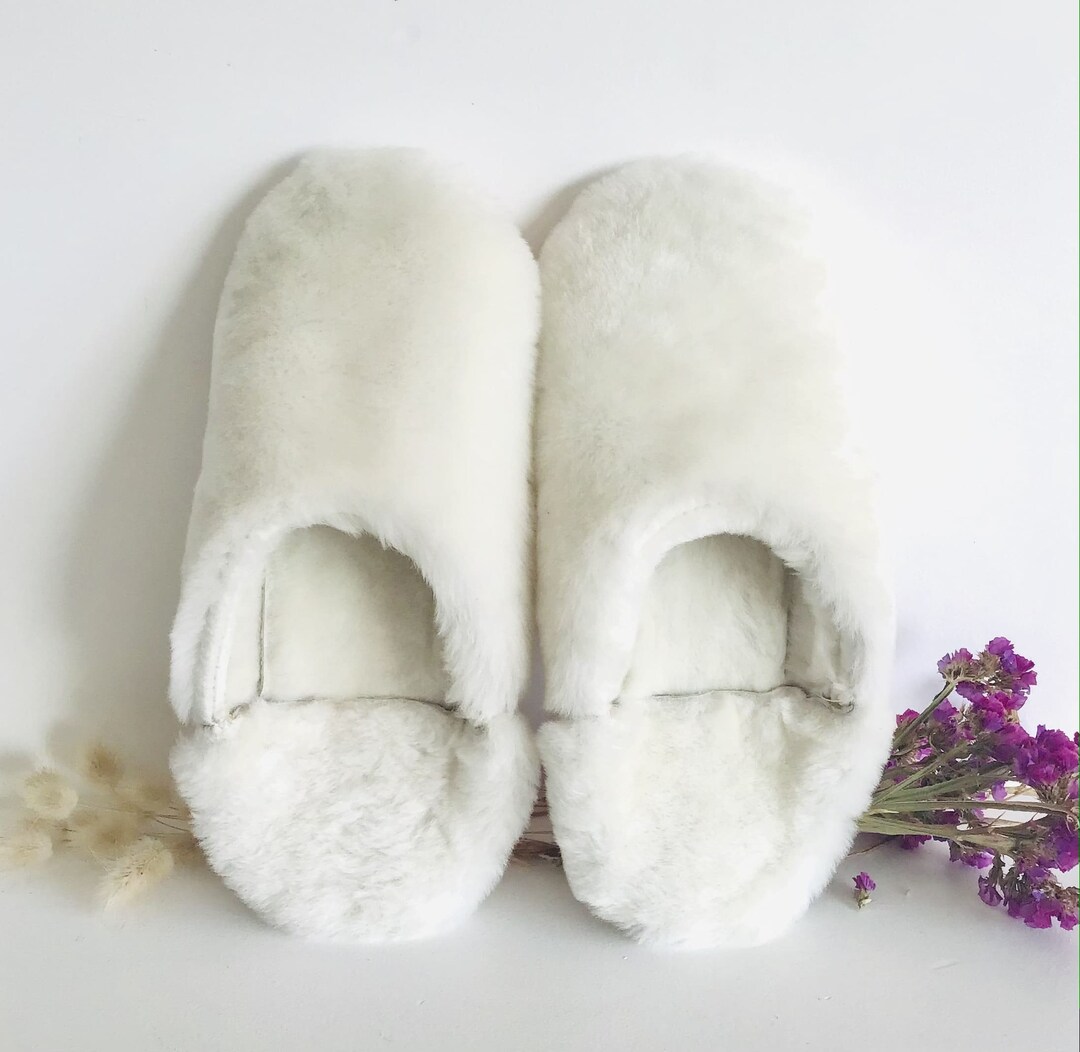 Lucky Dip Sheepskin Slippers Moccasins Natural Leather Warm Wool Fluffy ...