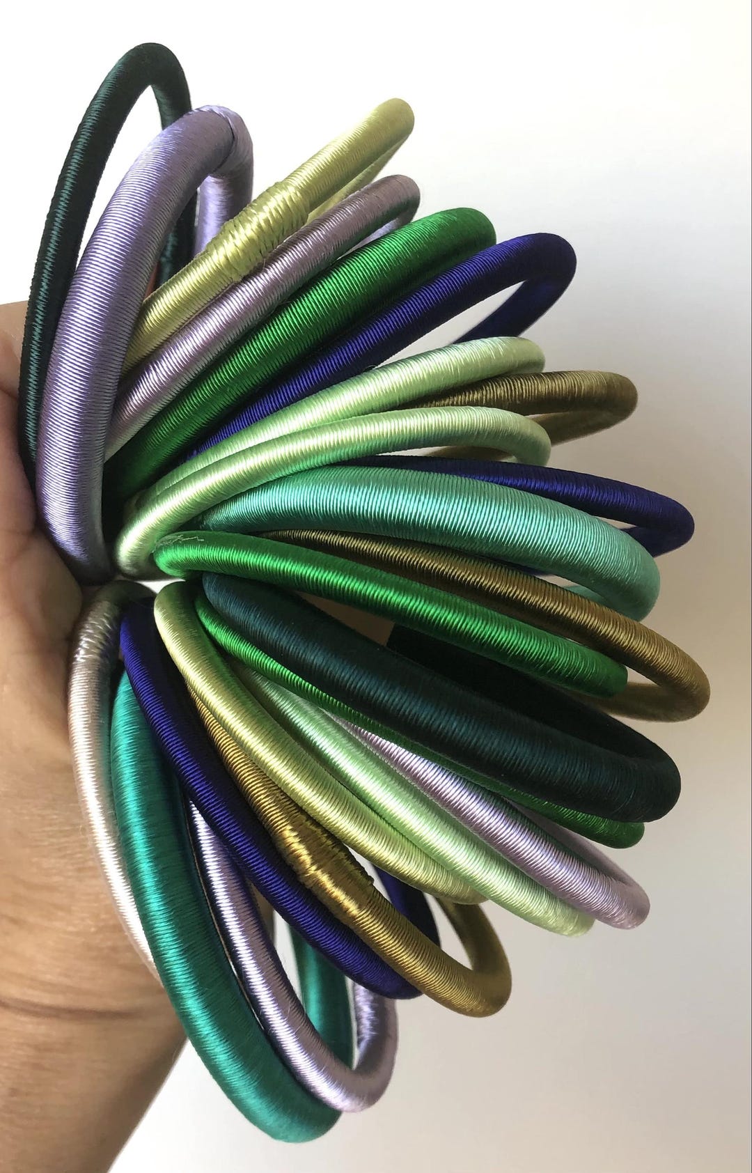 Sabra Thread Bangle, Vegetable Silk, Jewelry, Women's Bangle, Green ...
