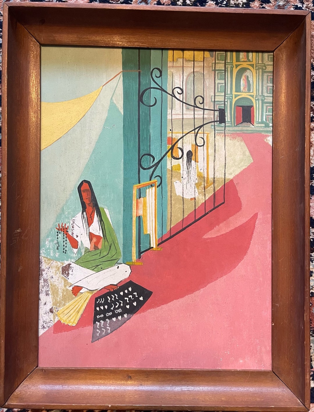 W.K. Phinney 1950s Mexican Street Scene MCM Mid Century Art Colorful ...