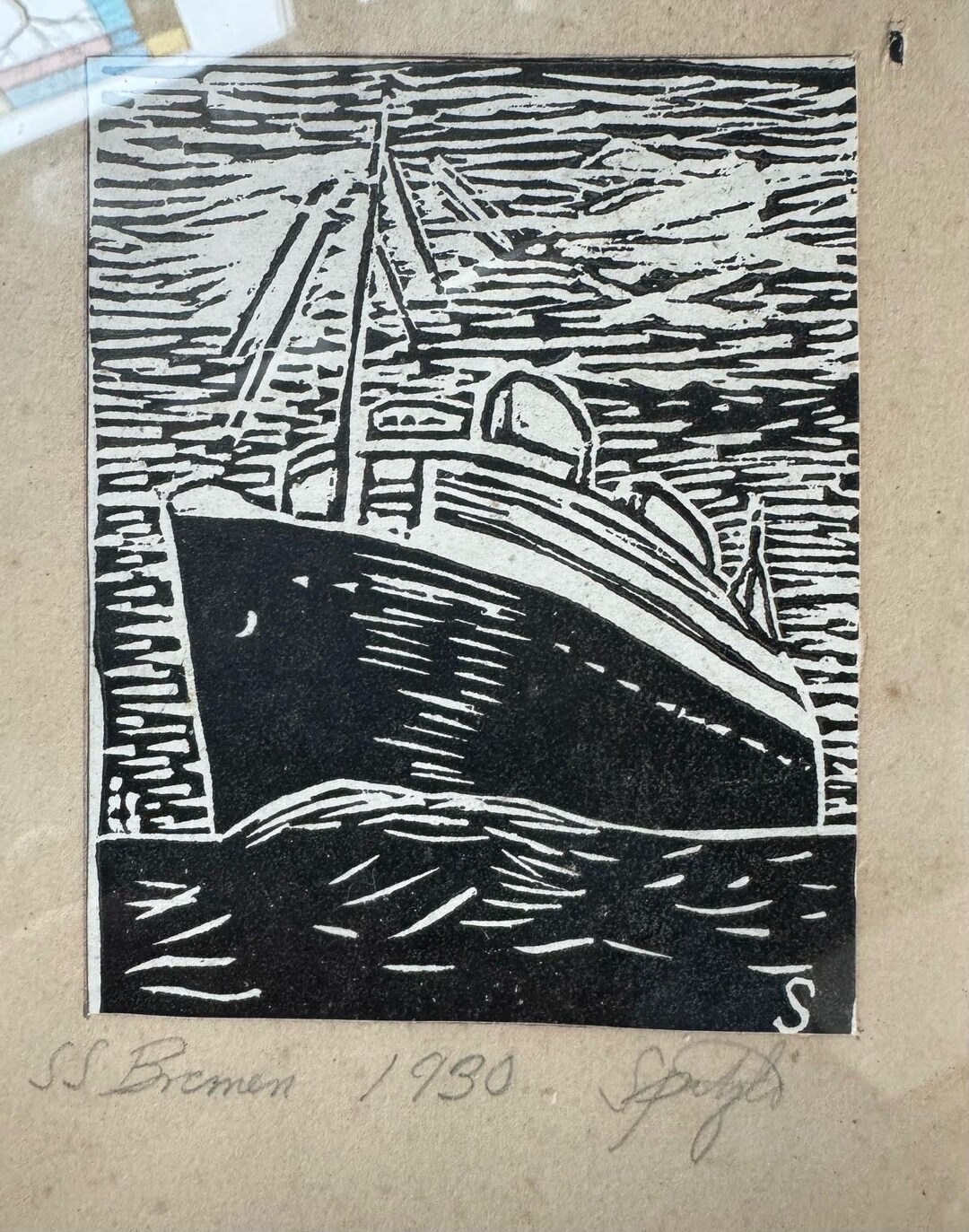 Antique Linocut or Woodcut of SS Bremen C. 1930 - Etsy