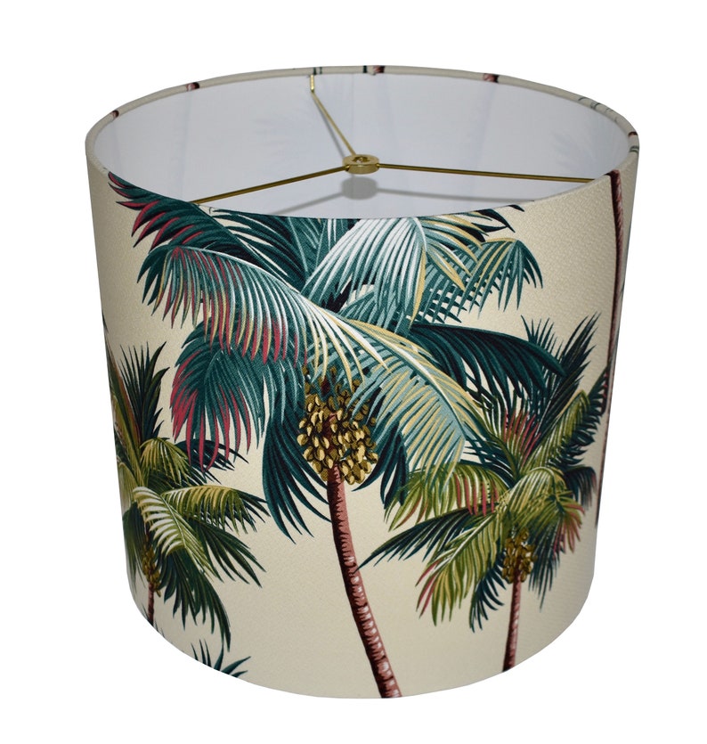 Palm Trees Drum Lampshade-tropical Gold Beige Lamp Shade- Lampshade ...