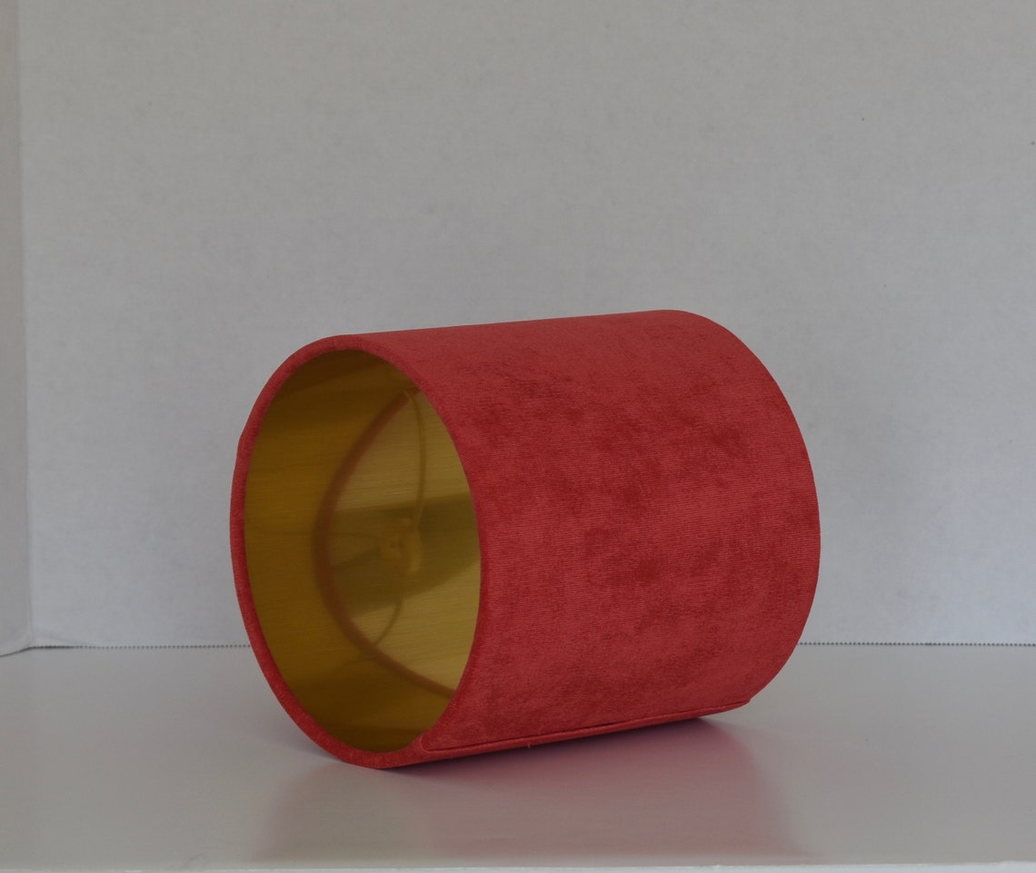 Red Velvet Drum Lampshade-gold Red Velvet Lamp Shade - Etsy