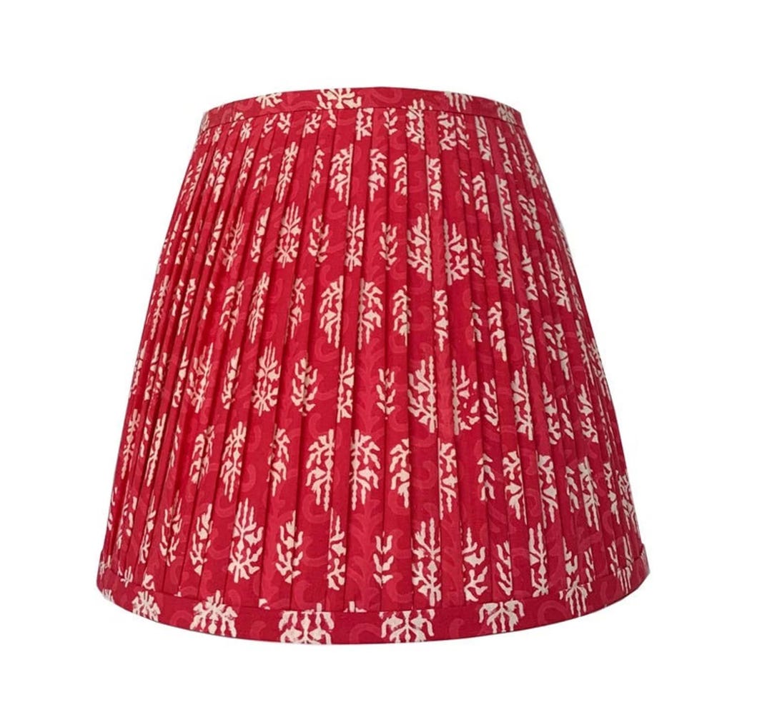 6 Red Floral Pleated Lamp Shades 4 TD X 5 BD X 4.5 Slant Height ...