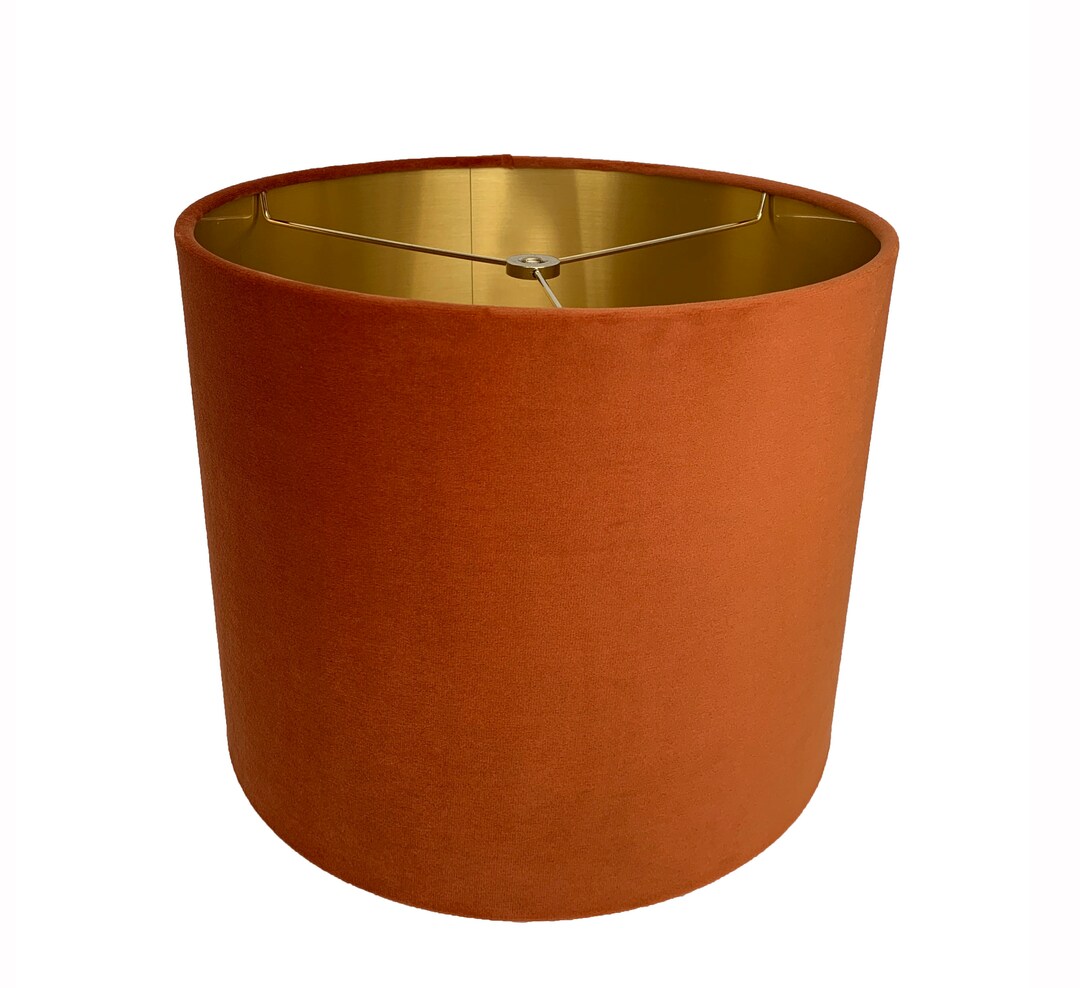 Rust Velvet Gold Drum Lampshade- Lamp Shade- Lampshade-custom Made-to ...