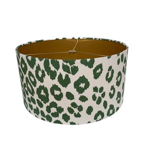 Green Leopard Lamp Shades- Made to Order- ICONIC LEOPARD Drum Lampshade ...