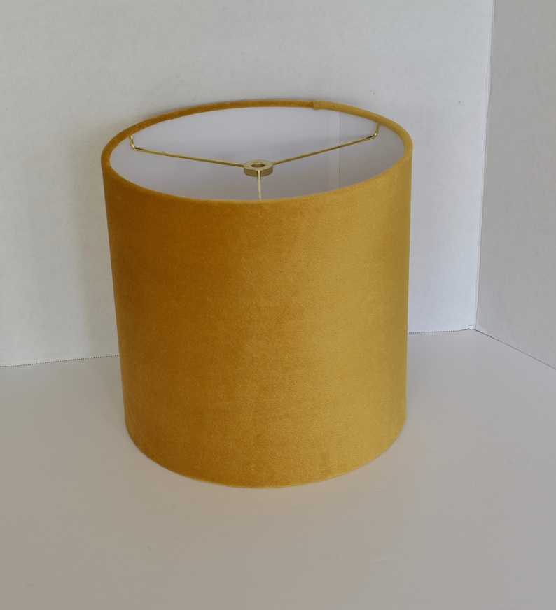 Mustard Velvet Drum Lampshade-velvet Lamp Shade- Lampshade-custom Made ...