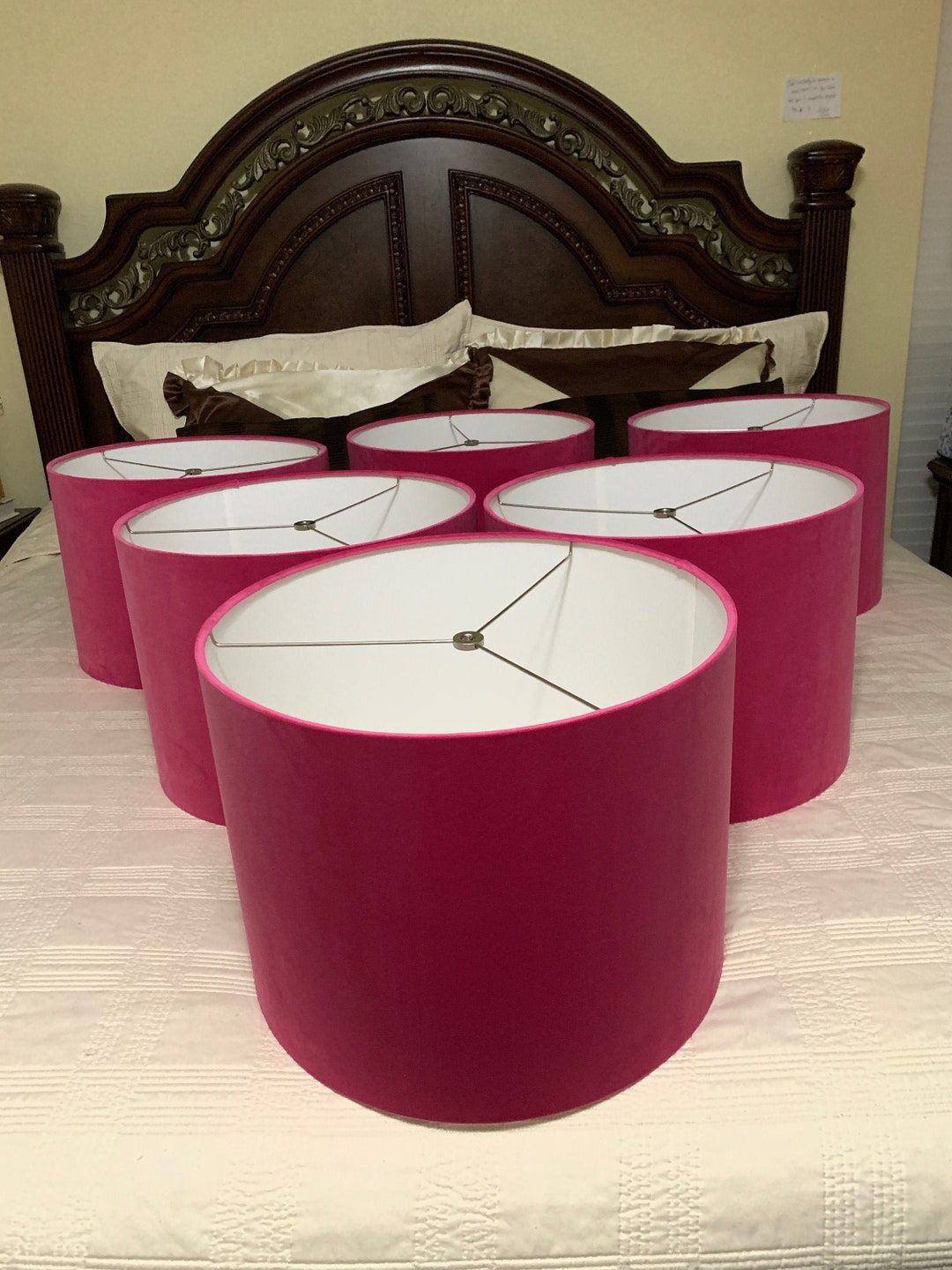 Magenta Velvet Drum Lampshade-velvet Lamp Shade- Lampshade-custom Made ...