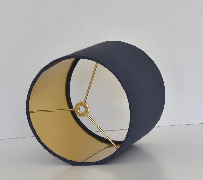 Navy Drum Lampshade Linen Lamp Shade Blue Copper - Etsy