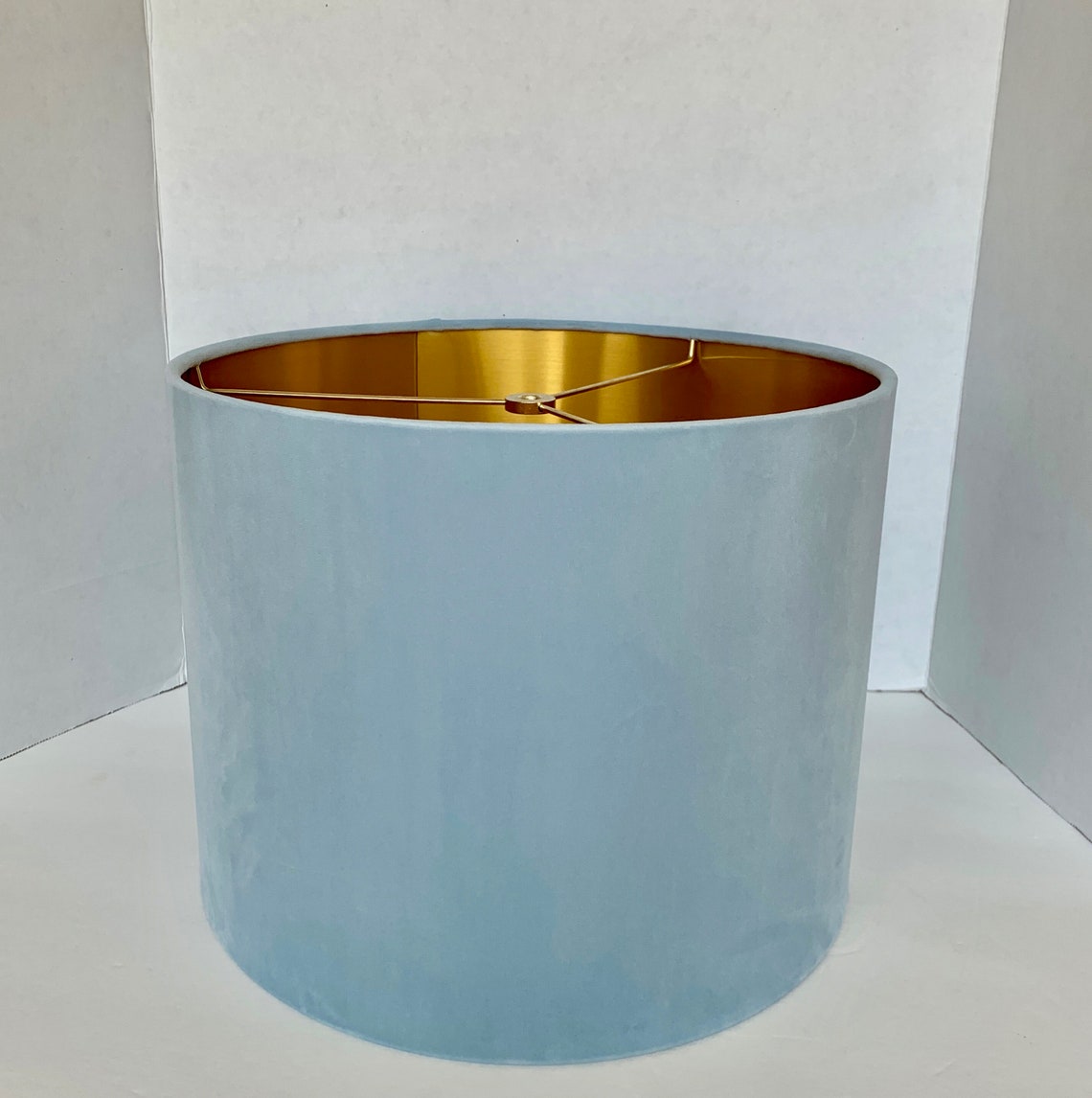 Light Blue Velvet Drum Lampshade-velvet Lamp Shade- Lampshade-custom ...
