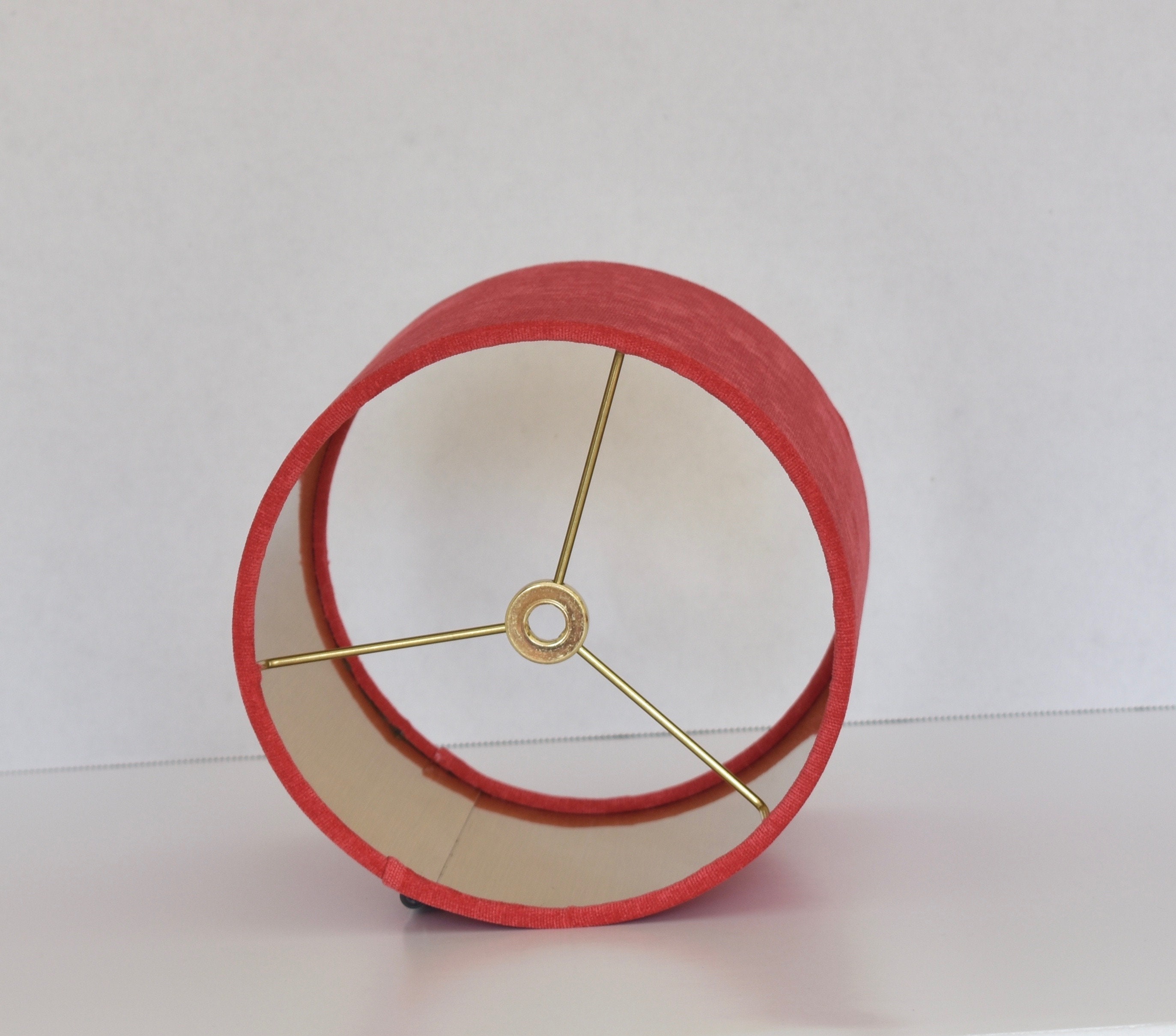 Red Velvet Drum Lampshade-gold Red Velvet Lamp Shade - Etsy