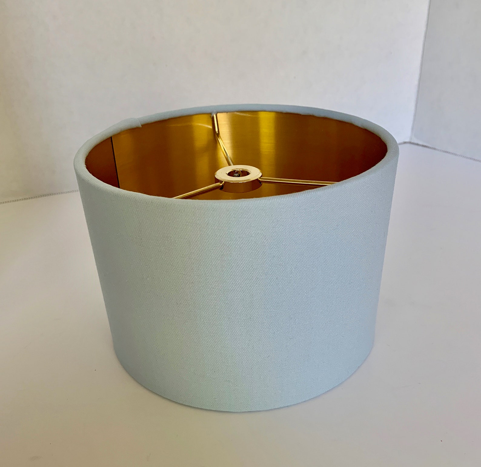Light Blue Gold Drum Lampshade-lamp Shade Lampshade-custom | Etsy
