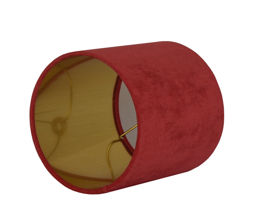 Red Velvet Drum Lampshade-gold Red Velvet Lamp Shade Lampshade-custom ...