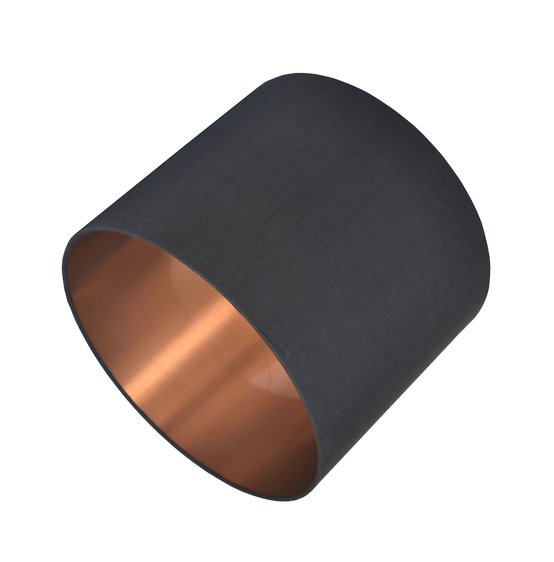 Black Drum Lampshade- Linen Lamp Shade- Brushed Copper Lampshade-custom ...