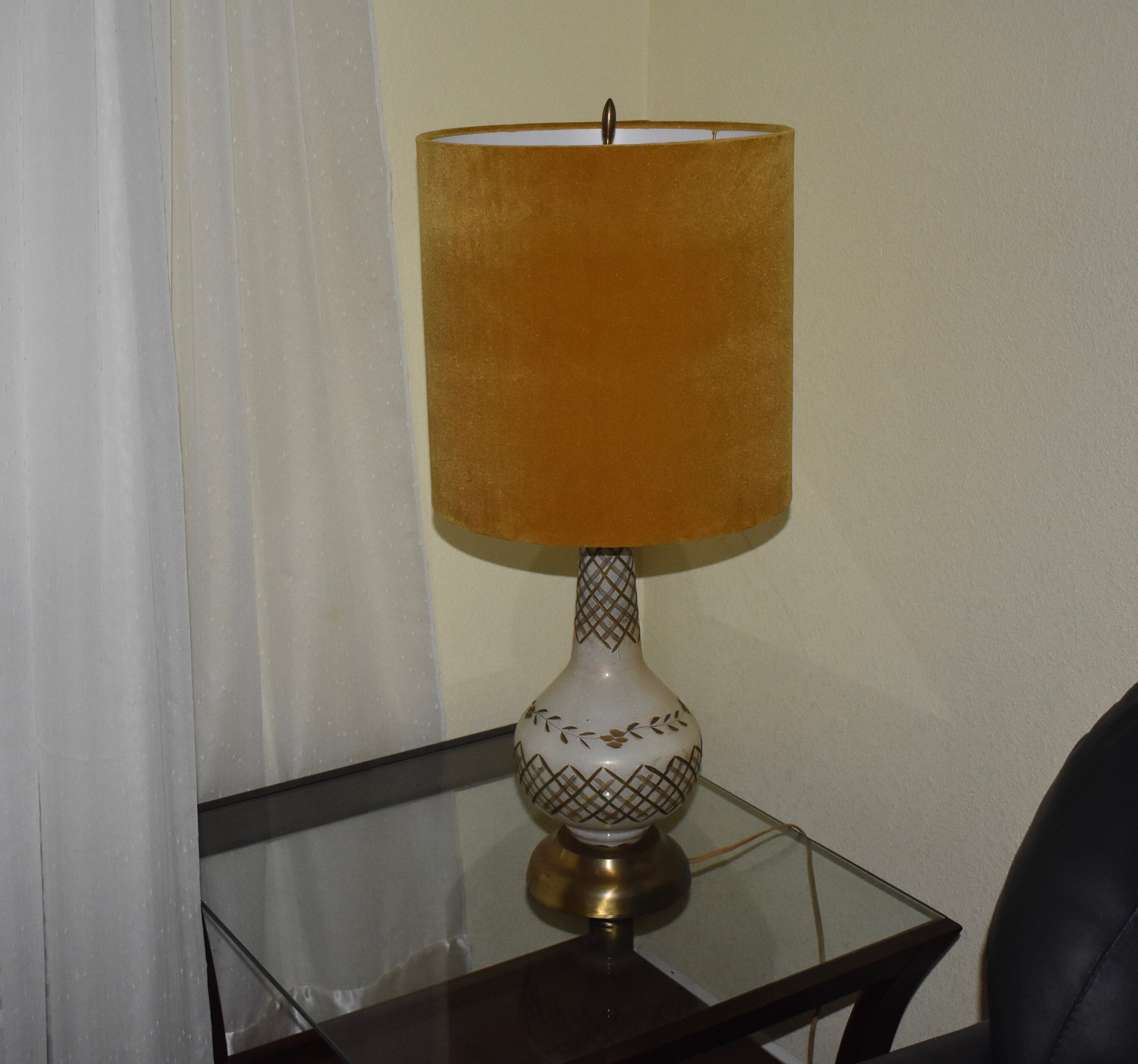 Mustard Velvet Drum Lampshade-velvet Lamp Shade- Lampshade-custom Made ...