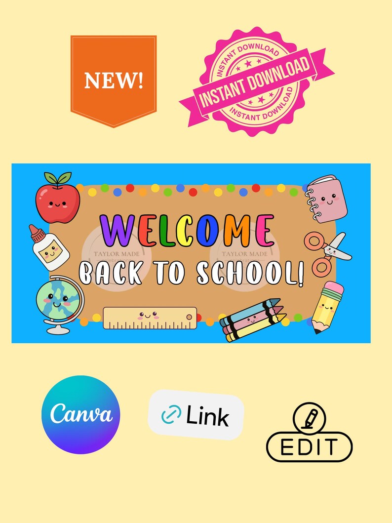 Editable Welcome Back to School Banner Template | Classroom Door Sign ...