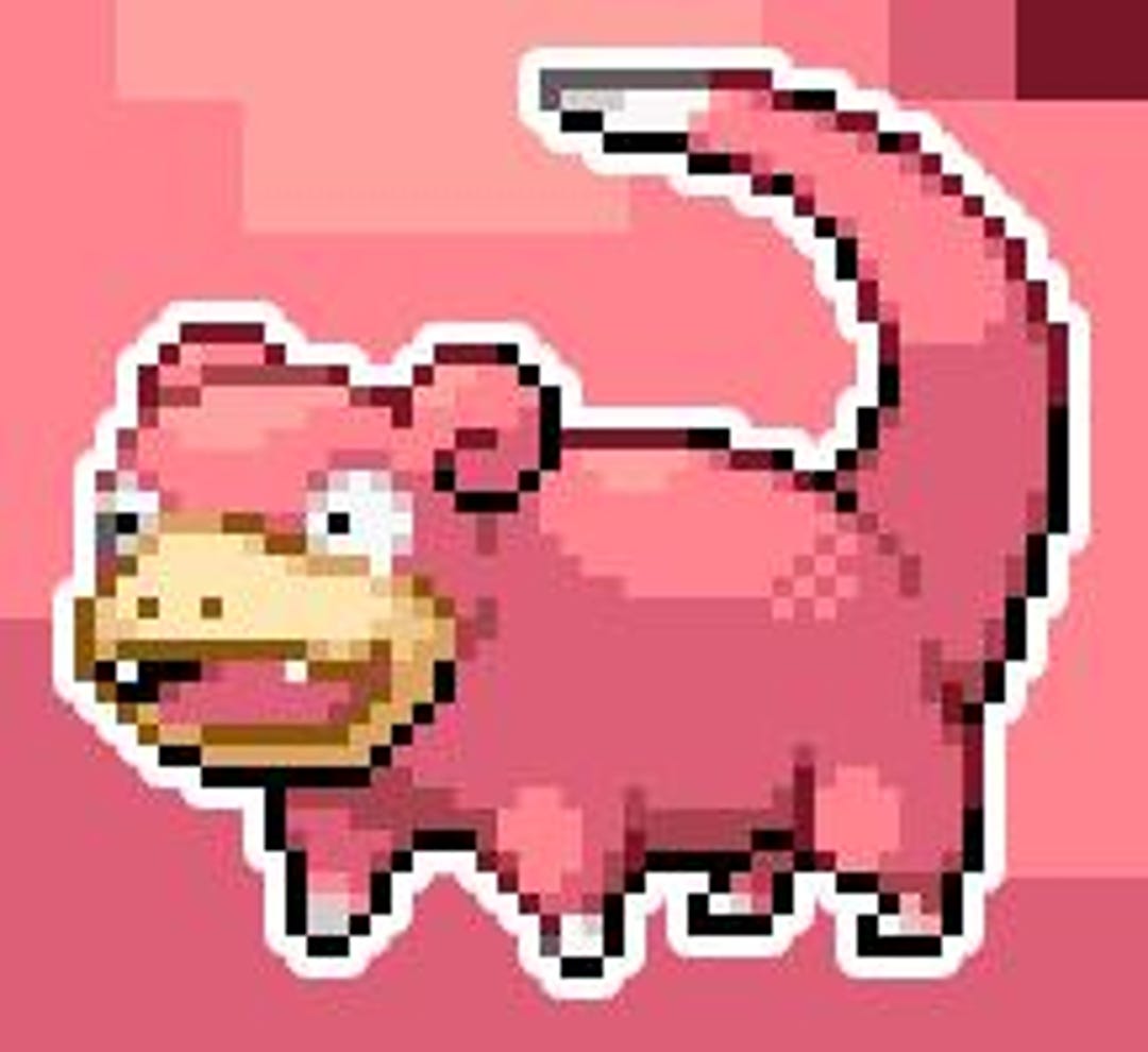 Slow Poke Pokemon Holographic Pixel Art Sticker 7 - Etsy