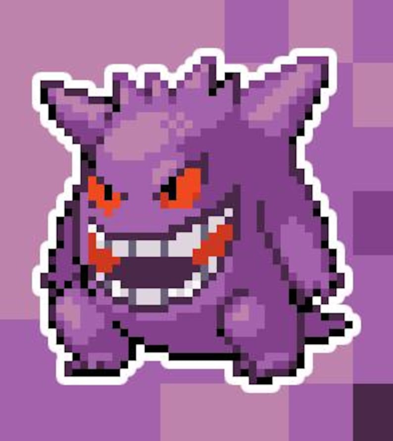 Gengar Pokemon Holographic Pixel Art Sticker 3 - Etsy