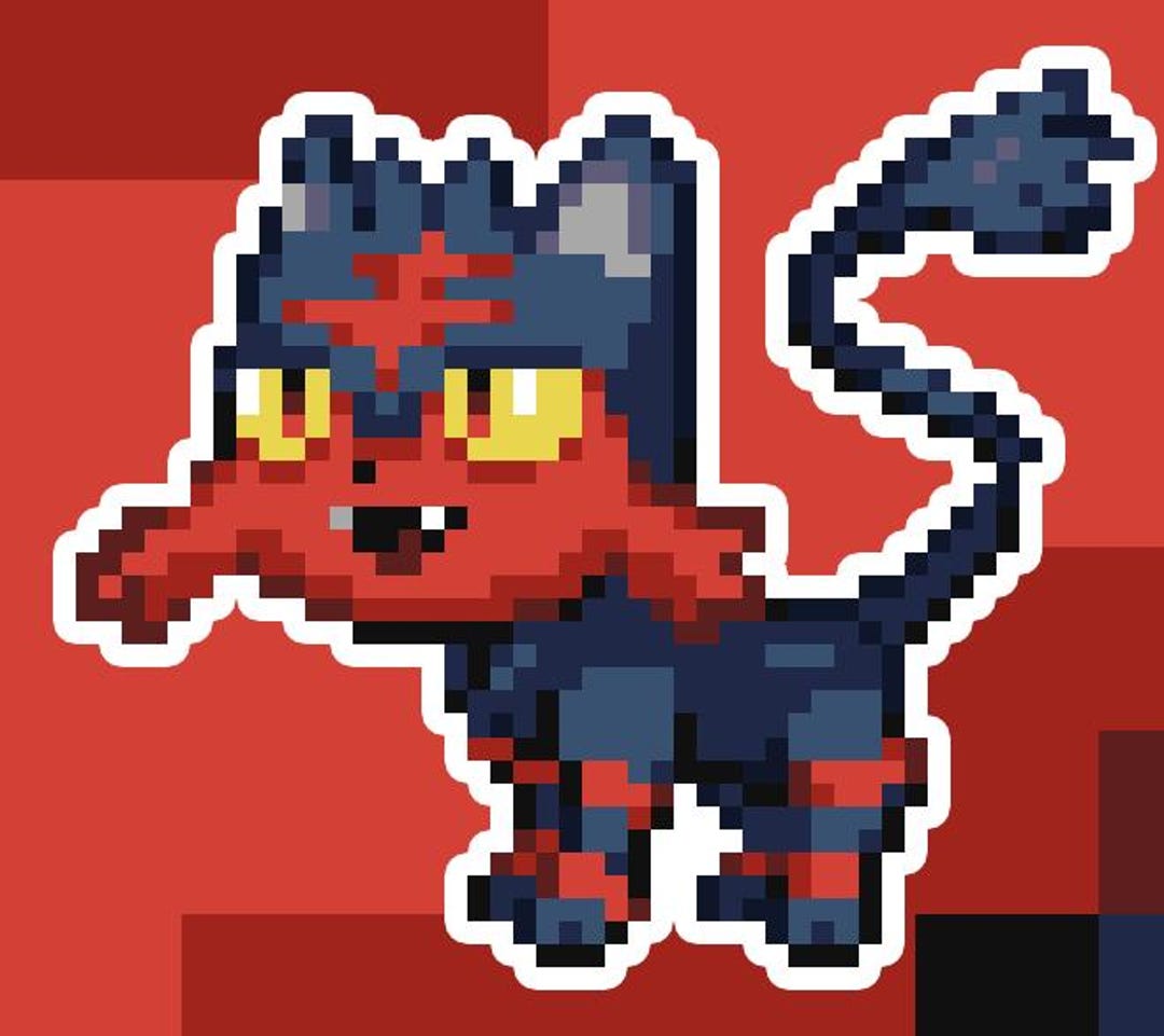 Litten Pokemon Holographic Pixel Art Sticker 2 - Etsy