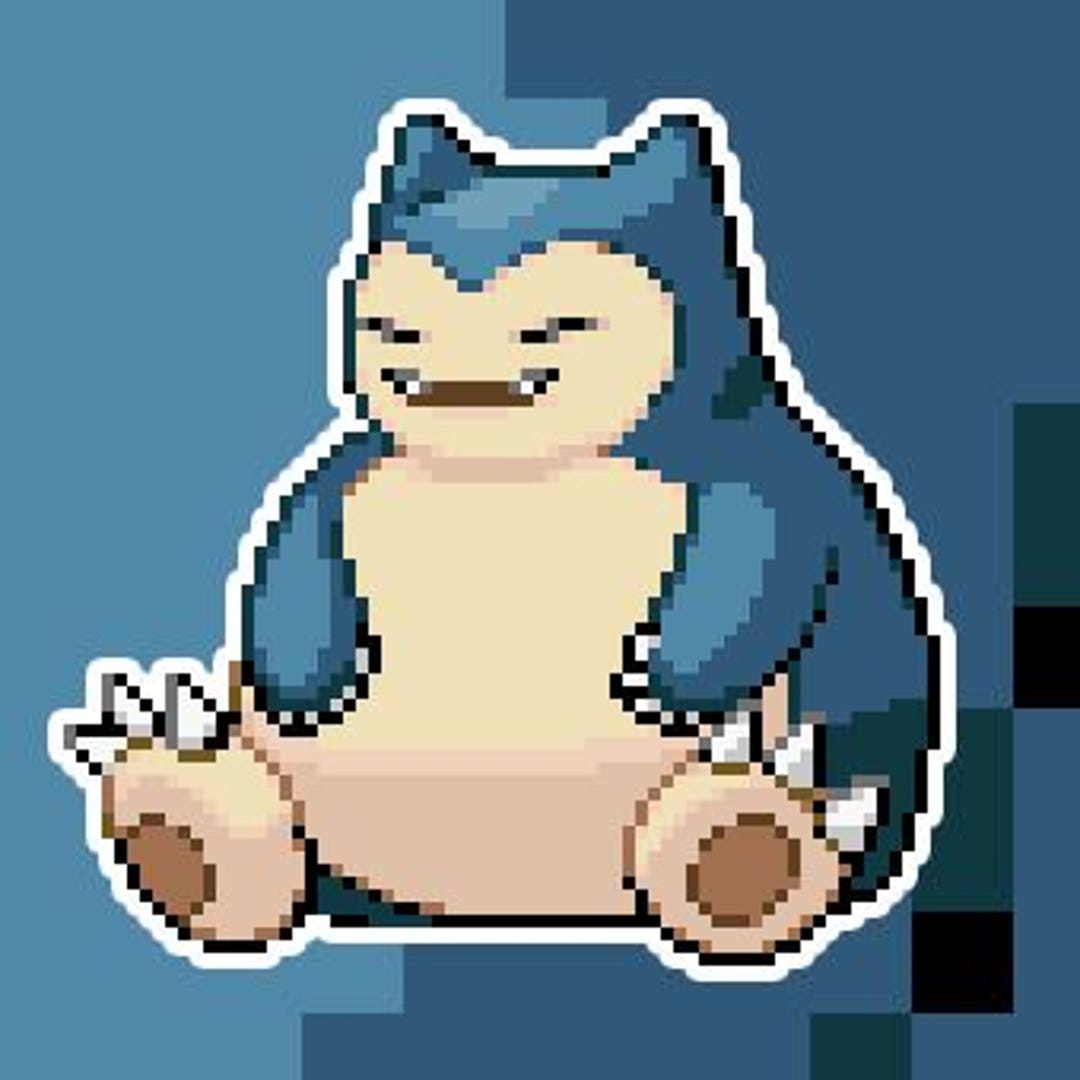 Snorlax Pokemon Holographic Pixel Art Sticker #12 - Etsy