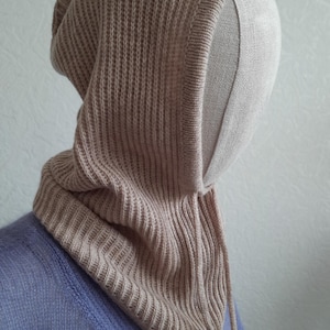 Merino Wool Knitted Hood, Chunky Neck Warmer, Balaclava Hooded Cowl ...