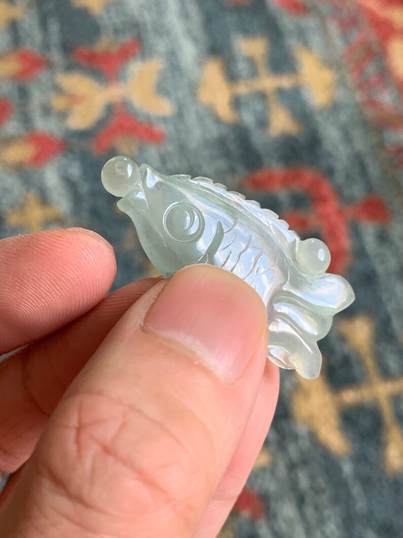 Icy Koi Fish Jadeite Pendant Certified 100% Natural Grade A - Etsy